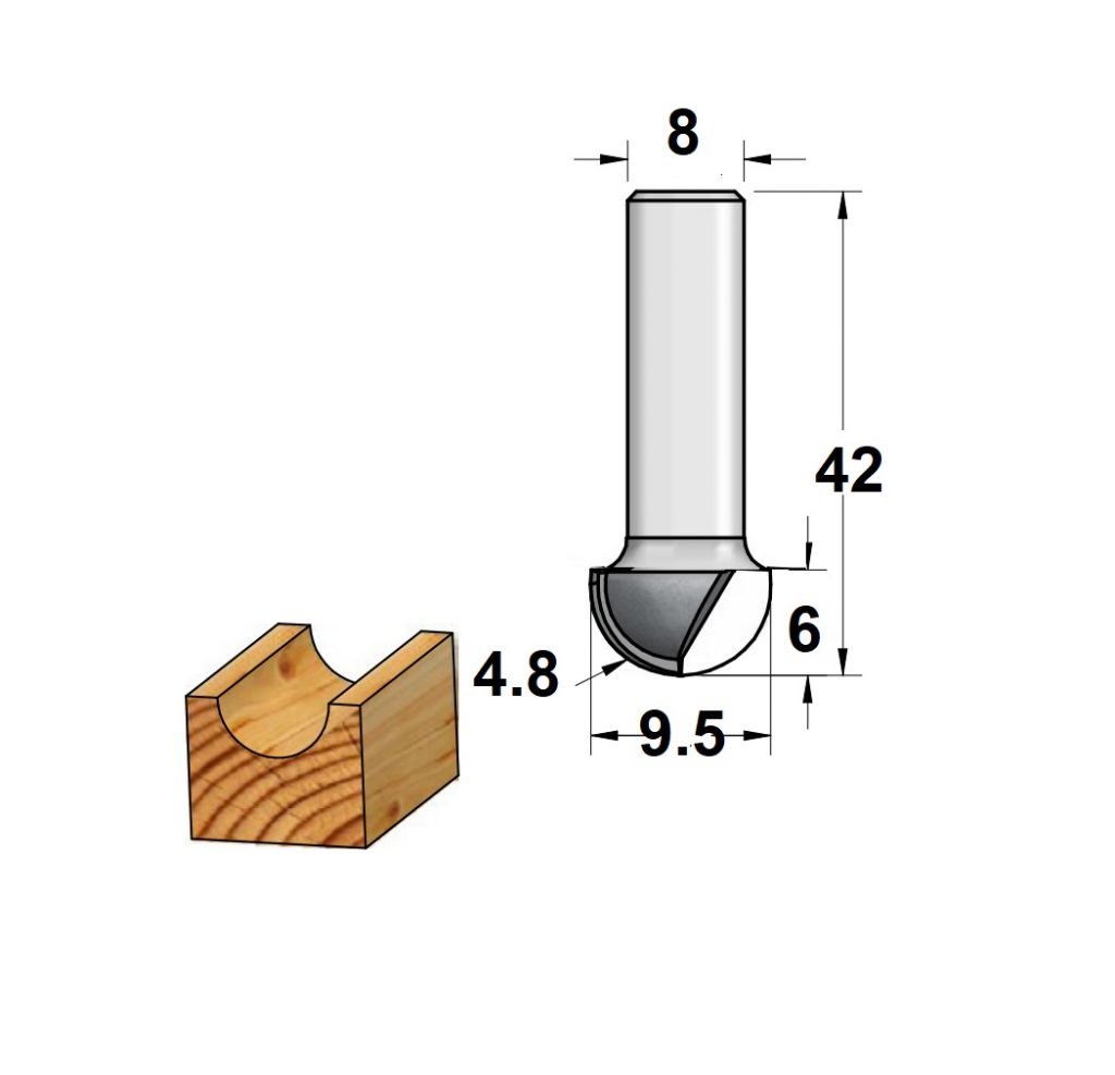 S8 D10 R5 Convex Radius Milling Cutter | Bugatool
